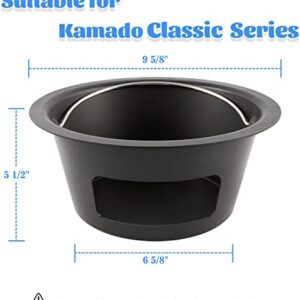 KAMaster Carbon Steel Ash Can with Handle for Kamado Classic Joe,Ash Pot Must Have for Kamado Accessories Charcoal Basket Folding Handle Ash Collector for Grill Classic Series and Other Similar Size