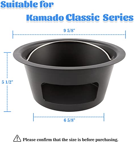 KAMaster Carbon Steel Ash Can with Handle for Kamado Classic Joe,Ash Pot Must Have for Kamado Accessories Charcoal Basket Folding Handle Ash Collector for Grill Classic Series and Other Similar Size