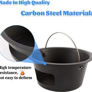 KAMaster Carbon Steel Ash Can with Handle for Kamado Classic Joe,Ash Pot Must Have for Kamado Accessories Charcoal Basket Folding Handle Ash Collector for Grill Classic Series and Other Similar Size