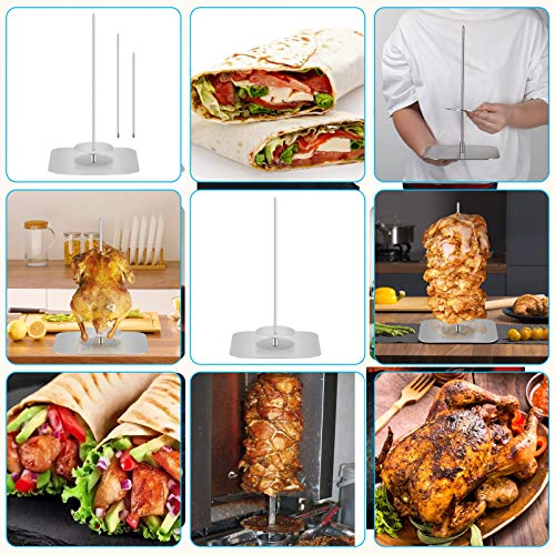 BBQ Vertical Skewer Rack - 3 Spikes & Removable Plate for Grilling - Food-Safe Stainless Steel Barbecue Spit - Grilling Accessories for Kebab, Al Pastor, Shawarma, Chicken & Meat bbq – 3 Rods