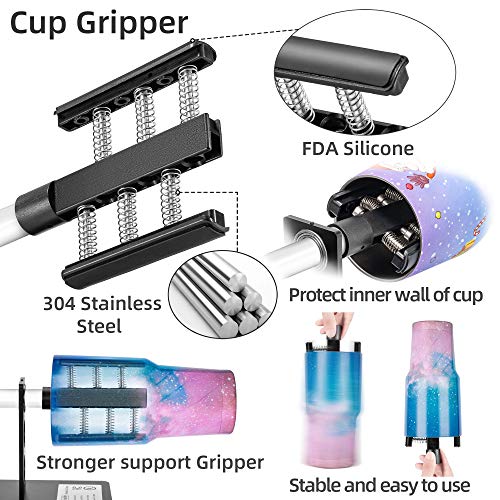 QXLU Cup Turner Accessory Kit for Crafts Tumbler, 2 Cup Gripper Inserts and 1 Arm Wand, Fit 20 oz to 50 oz Tumblers, Universal Compatibility Turner Attachment for Tumbler Spinner Machine