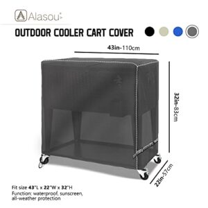 Cooler Cart Cover Fits 80 Quart Rolling Coolers,Waterproof Outdoor Patio Cooler Cover,43" L x 22" W x 32" H, Gray