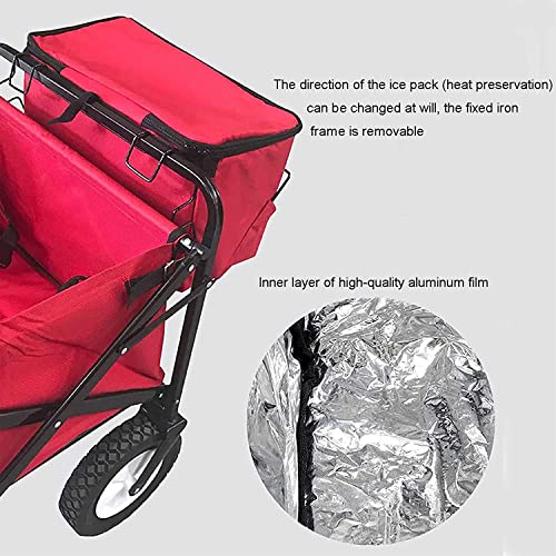 Push Pull Wagons Food Cooler Bag Folding Outdoor Trolley Cart Accessories Cooler Ice Bags for Beach Park Camping Picnic Provide Cold Beverages