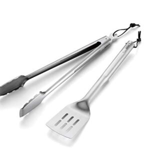 Weber 8302 2-Piece Basic Barbecue Cutlery Set, Stainless Steel, Barbecue Tongs and Spatula