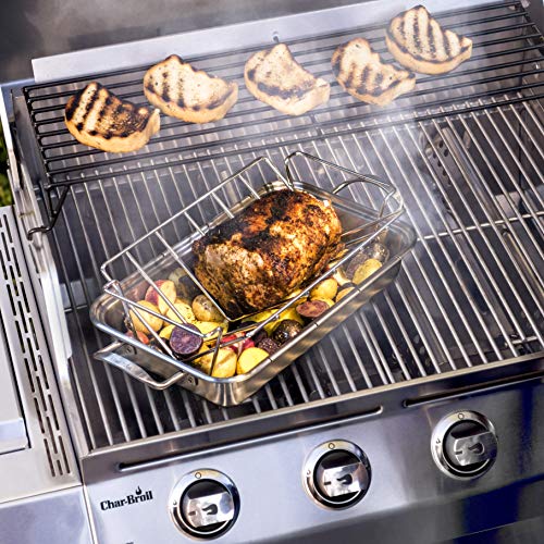 Char-Broil 1944364R04 Grill Plus Rib & Roast Rack, 4.5x13.75x4.39, Silver