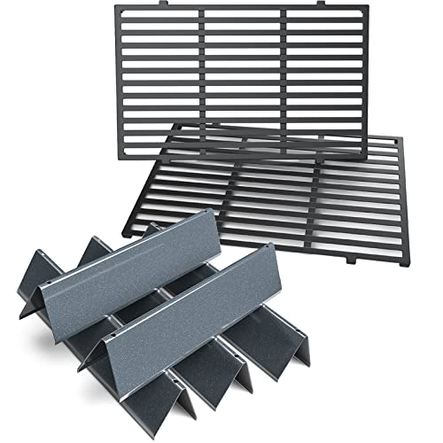 Hisencn 7636 15.3 Inch Flavorizer Bars and 7638 7639 17.5 Inch Cast Iron Grates for Weber Spirit I & II 300 Series, Spirit E310 E320 E330 S310 S320 S330 Gas Grills with Front Control Knobs, 16GA