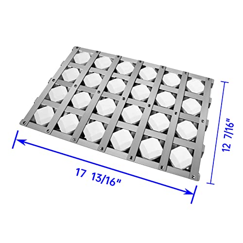 Folocy 17.8125" Grill Heat Plates BBQ Grill Briquette Tray, Stainless Steel Heat Shield Flame Tamer with 72 Ceramic Briquettes for Alfresco ALX2-30C, ALX2-42C, ALX2-42RFG, ALX2-56, ALX2-56BFG