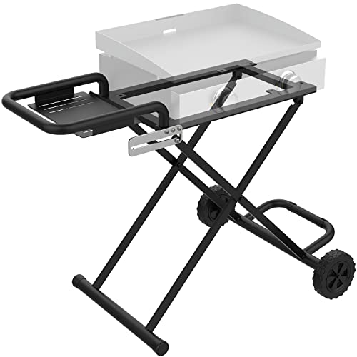 EasiBBQ Portable Grill Cart for Blackstone 17" 22" Table Top Griddles, Folding Cart Griddle Stand Shelf for Backyard, Camping and Outdoor Cooking. Black