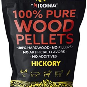 Kona 100% Hickory Smoker Pellets, Intended for Ninja Woodfire Outdoor Grill, 8 lb Resealable Bags