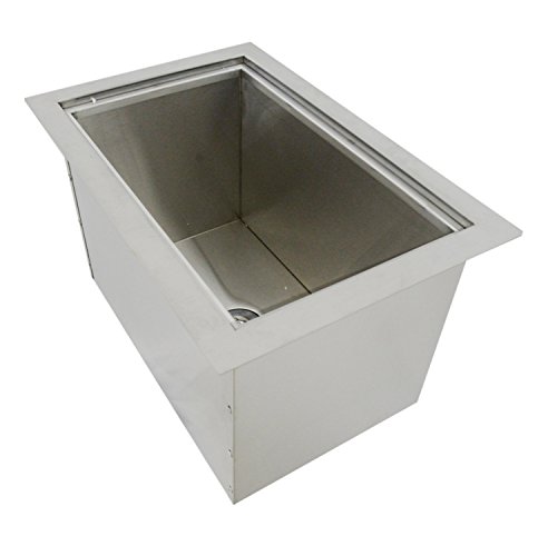 SUNSTONE B-IC14 Over/Under Height Single Basin Insulated Wall Ice Chest with Cover, 14" x 12", Stainless Steel