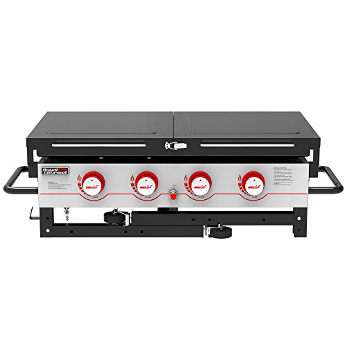 Royal Gourmet GB4000F 36-Inch Flat Top Gas Griddle, 4-Burner Propane BBQ Griddle with Top Cover Lid, Folding Side Shelves and Legs for Large Outdoor Camping, Black