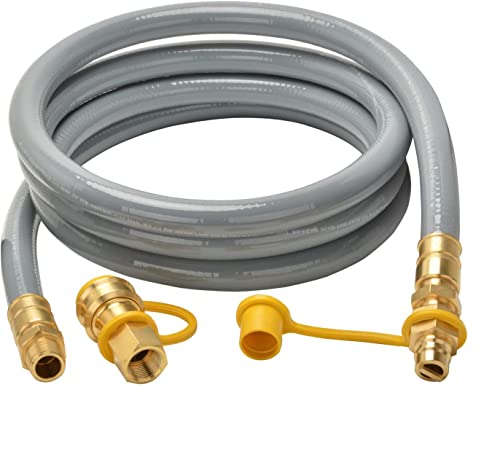 only fire 12 Ft 3/4" ID Natural Gas Hose with Quick Connect/Disconnect Fittings for NG/LP Propane Appliances,Grill,Generator,Patio Heater,Pizza Oven,etc.