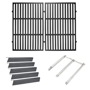 hisencn 7638 7639 cast iron grates, 7636 flavorizer bars and 69787 burner tube for weber spirit i & ii 300 series, grill repair part kit for spirit e310 s310 e320 s320 e330 s330