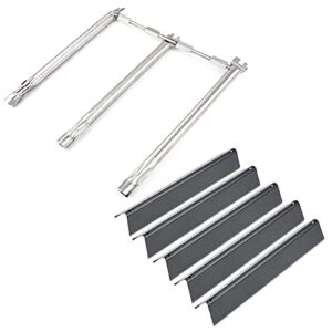 Hisencn 7638 7639 Cast Iron Grates, 7636 Flavorizer Bars and 69787 Burner Tube for Weber Spirit I & II 300 Series, Grill Repair Part Kit for Spirit E310 S310 E320 S320 E330 S330