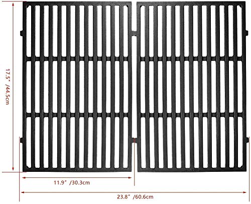 Hisencn 7638 7639 Cast Iron Grates, 7636 Flavorizer Bars and 69787 Burner Tube for Weber Spirit I & II 300 Series, Grill Repair Part Kit for Spirit E310 S310 E320 S320 E330 S330