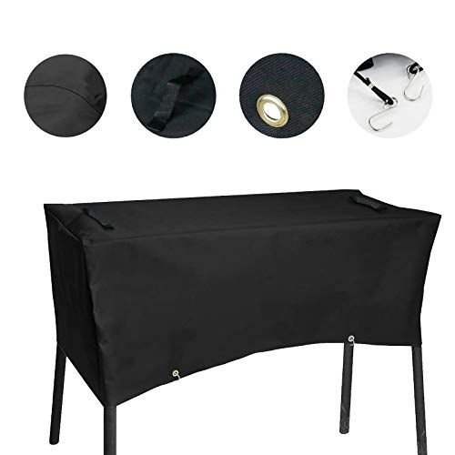 Grisun Patio Cover for Camp Chef 3 Burner Stoves, Waterproof Anti-Fade 3 Burner Stove Cover for PRO90X, TB90LW, TB90LWG, SPG90B, Hooks Design for Fix, Handle for Easy Lifting, 600D Fabric, Black