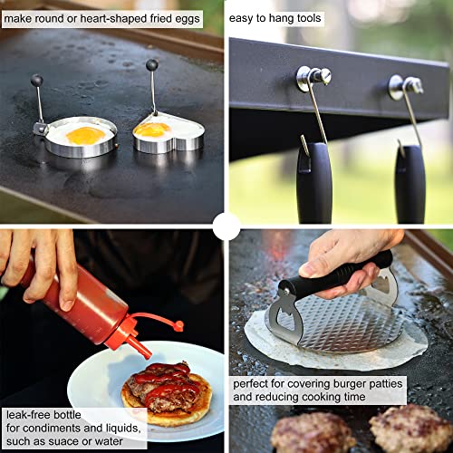 Griddle Accessories Kit, 39pc Commercial Grade Flat Top Grill Accessories for Blackstone, Complete Griddle Accessories Set with Melting Dome, Spatula, Scraper, Burger Press, Tongs, Cleaning Kit, Apron