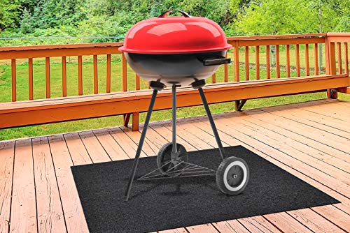 BBQ Grill Splatter Mat for Gas Electric Oven & Smokers - Absorbent Grill Pad Washable Floor Mat Protects Deck and Patio from Grease Splatter (30'' x 48'', Black) Plus Reusable Cleaning Cloths(2)