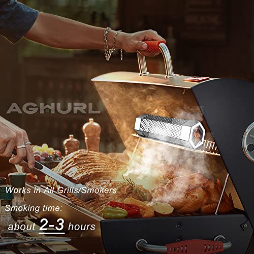 AGHURL Smoke Tube, Premium 6 inches Stainless Steel Pellet Smoker Tube with Cleaning Brush for All Grill or Smoker, Hot or Cold Smoking