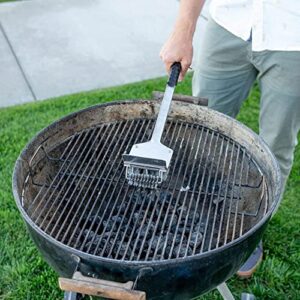 Brush 'n Rake Grill Brush Cleaner Accessory - Coal Rake Tools and Grill Scraper, Cleaning Stainless Steel & Cast Iron Barbecues, Metal Bristles - BBQ Dragon