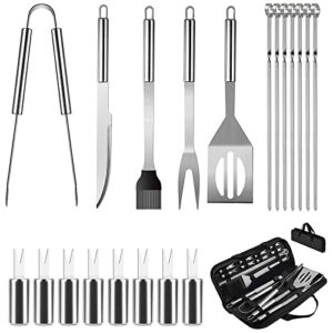 BBQ Grill Tools Set with Case - 22pcs S SMAZINSTAR Barbecue Accessories kit, Premium Complete Heavy Duty Stainless Steel BBQ Accessories with Storage Case for Camping Set & Dad Men & Backyard