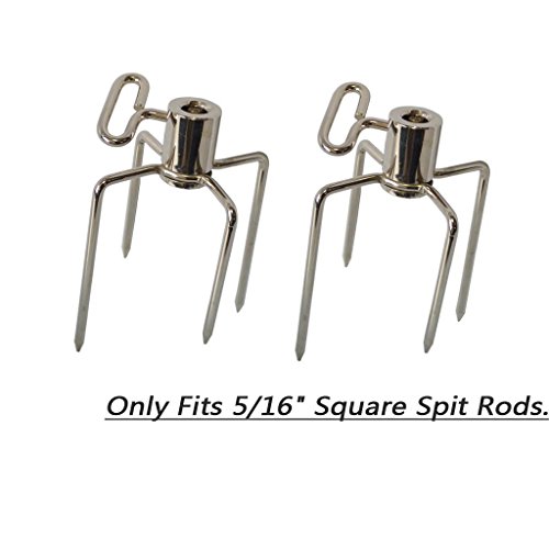 onlyfire 6008 Rotisserie Meat Forks(1-Pair) for Weber and Other Model Grills - Only Fits 5/16" Square Spit Rods