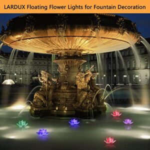 LARDUX Led Floating Candles - 4 Inch Large Flameless Floating Flower Candles Waterproof Reusable Pool Lights Battery-Operated for Swimming Pool Bathtub Fountain Decorations - Pack of 4