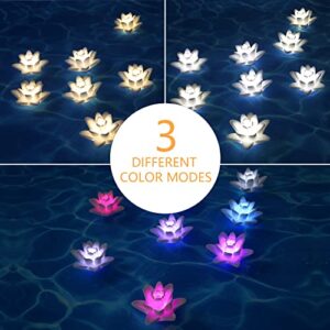 LARDUX Led Floating Candles - 4 Inch Large Flameless Floating Flower Candles Waterproof Reusable Pool Lights Battery-Operated for Swimming Pool Bathtub Fountain Decorations - Pack of 4