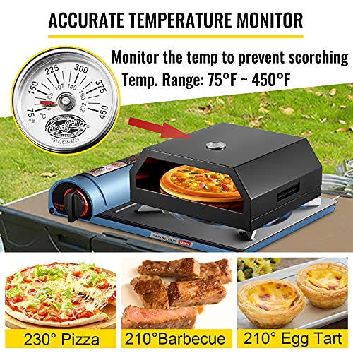 VEVOR Black Pizza Oven Set with 12 inch Pizza Stone, Pizza Shovel, Pizza Cutter, Thermometer, Stainless Steel Camp Pizza Oven Outoor, Portable Pizza Oven Kit for Outside, Camping, Oven, Charcoal Grill