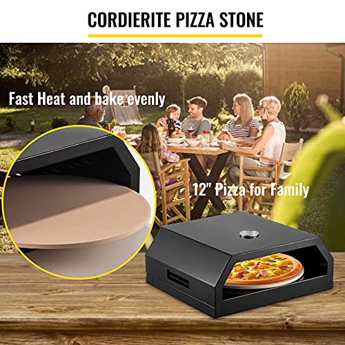 VEVOR Black Pizza Oven Set with 12 inch Pizza Stone, Pizza Shovel, Pizza Cutter, Thermometer, Stainless Steel Camp Pizza Oven Outoor, Portable Pizza Oven Kit for Outside, Camping, Oven, Charcoal Grill