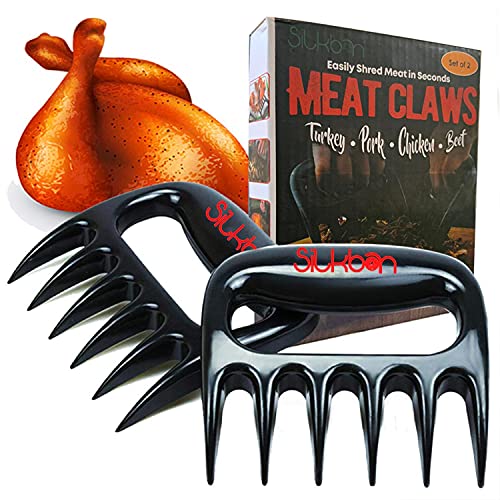 SILKBON Meat Claws, Best Pulled Pork Shredder, Meat Shredder Claws, Bear Claws Paws BBQ Smoker Shredding Non-Slip Curved Claw Handles for Lifting, Serving Grilling Chicken, Turkey Meat Tenderizer