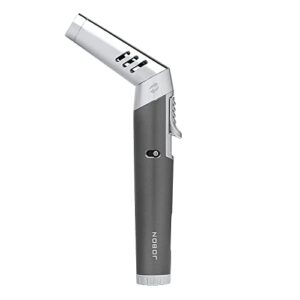 jobon torch lighter, adjustable lockable bendable nozzle jet flame refillable butane lighter with gas window for candle grill baking camping- no gas included (grey)