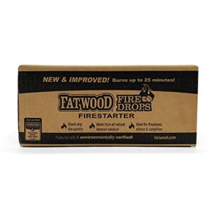 BetterWood Products Firedrop Safe and Nontoxic All Natural Fatwood Firestarters for Woodstoves, Fireplaces, Firepits, Grills, and Campfires, 48 Pack