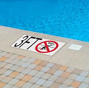 Ceramic Swimming Pool Deck Depth Marker " 3" Abrasive Non-Slip Finish, 5 inch Font