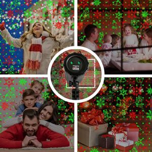 Christmas Laser Lights, Projector Lights Led Landscape Spotlight Red and Green Star Show with Rf Wireless Remote Christmas Decorative for Indoor Outdoor Garden Patio Wall Xmas Holiday Party