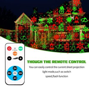 Christmas Laser Lights, Projector Lights Led Landscape Spotlight Red and Green Star Show with Rf Wireless Remote Christmas Decorative for Indoor Outdoor Garden Patio Wall Xmas Holiday Party