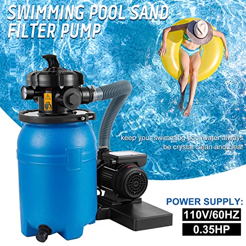 ZBPRESS Sand Filter Pump 1/3HP,10" Tank Sand Pool Filters for Above Ground Pools,2640 GPH,for Pools Up to 10000 Gallons,22 Pound Capacity