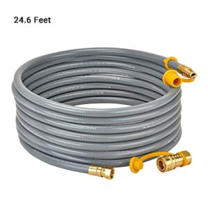 only fire 24 Feet Natural Gas Hose with 3/8" Male Flare Quick Connect/Disconnect for Most Grill, Fire Pit, Patio Heater and More