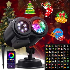 Holiday Projector Lights,App Control,Halloween Projection Outdoor,Christmas Light Projector,16 HD Holiday Slides+10 Optional Ocean Waves,IP65 Waterproof,Christmas and Birthday Party Decorations