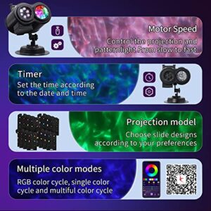 Holiday Projector Lights,App Control,Halloween Projection Outdoor,Christmas Light Projector,16 HD Holiday Slides+10 Optional Ocean Waves,IP65 Waterproof,Christmas and Birthday Party Decorations