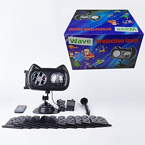 FCXJTU Christmas Halloween Projector Lights Outdoor, 2-in-1 LED Christmas Snowflake Projectors with 96 HD Effects 3D Ocean Wave Patterns Waterproof Remote Control Timer for Xmas Party Decorations