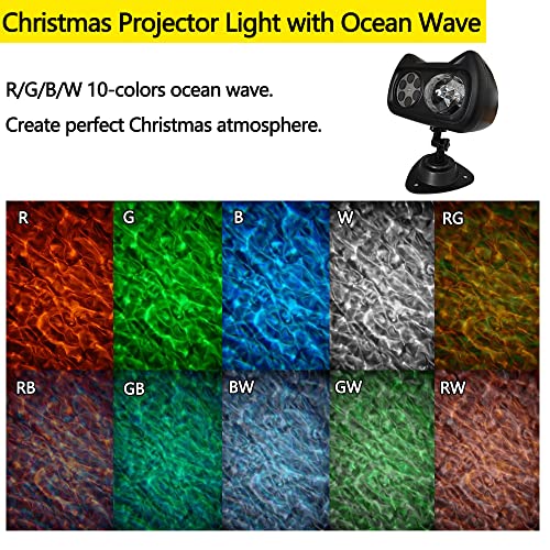 FCXJTU Christmas Halloween Projector Lights Outdoor, 2-in-1 LED Christmas Snowflake Projectors with 96 HD Effects 3D Ocean Wave Patterns Waterproof Remote Control Timer for Xmas Party Decorations