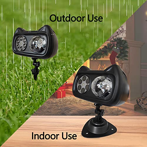 FCXJTU Christmas Halloween Projector Lights Outdoor, 2-in-1 LED Christmas Snowflake Projectors with 96 HD Effects 3D Ocean Wave Patterns Waterproof Remote Control Timer for Xmas Party Decorations