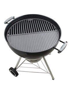 kamaster 22″ half moon cast iron cooking grate grill accessory replaces for weber charcoal grill half moon grate+griddle+4 support extension,cooking grate for big green egg and other kamado grills