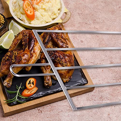 5 in 1 Kabob Skewers for Grilling with Slider - Stainless Steel BBQ Skewers, Metal Barbecue Skewers for Kabobs, Shish Kebab Grill Skewers & Ideal Kabob Sticks for Shrimp Veggie Meat Chicken