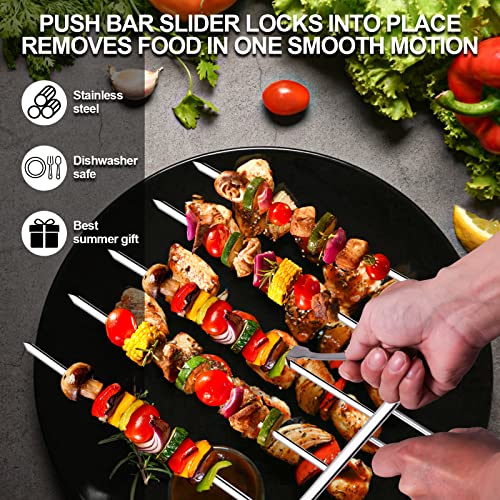 5 in 1 Kabob Skewers for Grilling with Slider - Stainless Steel BBQ Skewers, Metal Barbecue Skewers for Kabobs, Shish Kebab Grill Skewers & Ideal Kabob Sticks for Shrimp Veggie Meat Chicken