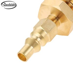 GUOFALDE 1/4" Quick Connect Disconnect Plug, Low Pressure Convert, Propane Brass Adapter Quick Connect Fitting, with 1lb Bottle Tank Thread for RV Portable BBQ Grill, Heater