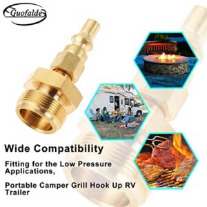 GUOFALDE 1/4" Quick Connect Disconnect Plug, Low Pressure Convert, Propane Brass Adapter Quick Connect Fitting, with 1lb Bottle Tank Thread for RV Portable BBQ Grill, Heater