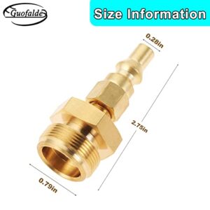 GUOFALDE 1/4" Quick Connect Disconnect Plug, Low Pressure Convert, Propane Brass Adapter Quick Connect Fitting, with 1lb Bottle Tank Thread for RV Portable BBQ Grill, Heater