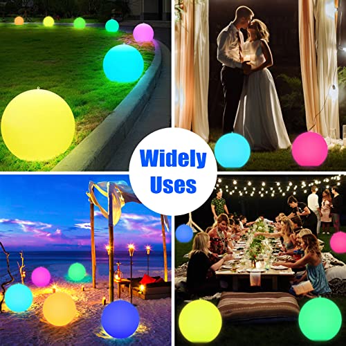 Solar Floating Pool Lights, 14" Pool Lights That Float with RGB Color Changing Inflatable Waterproof Solar Pool Lights for Swimming Pool Hangable Solar Pool Balls for Beach Garden Pathway (2 Pack)